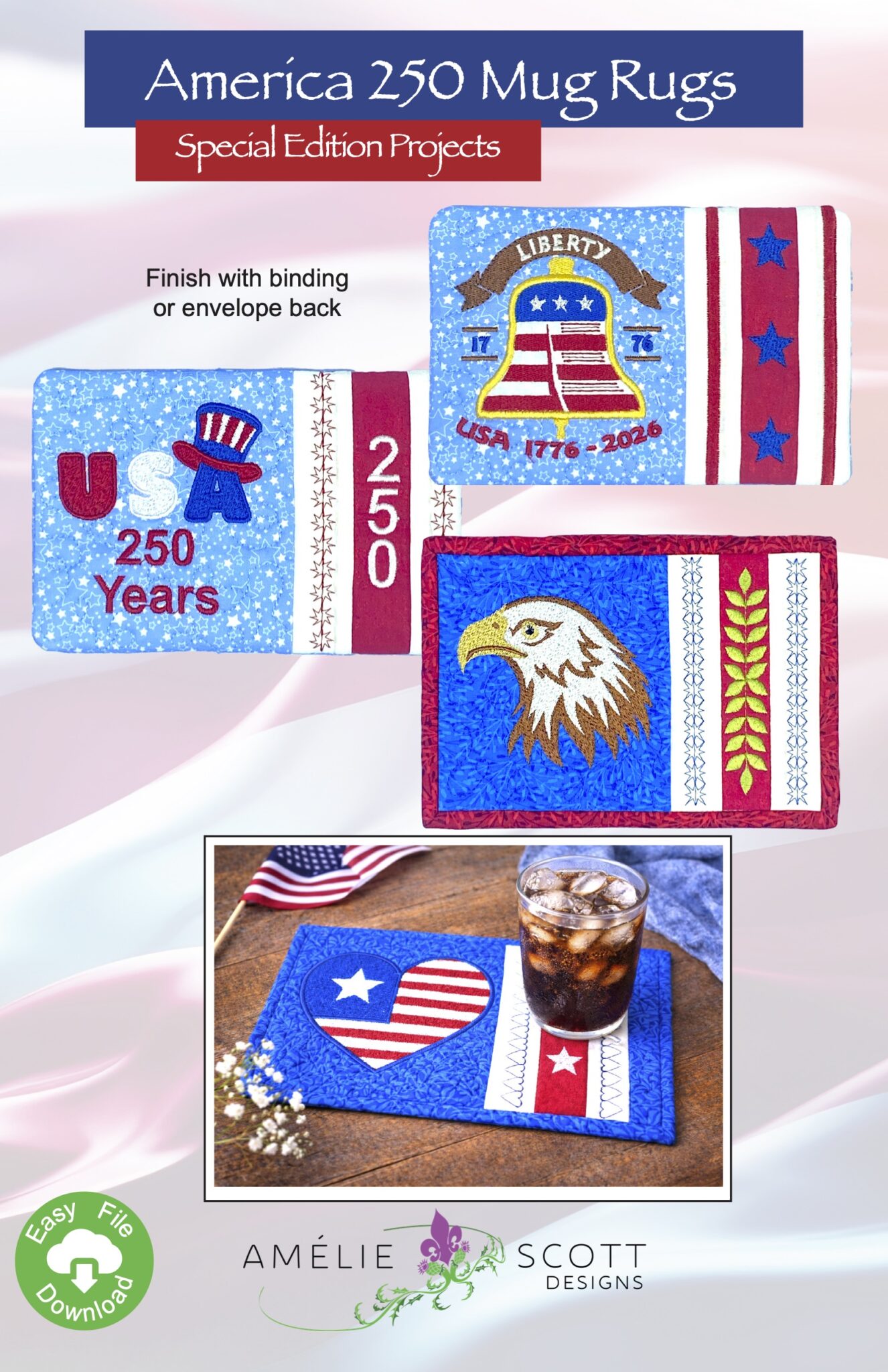 America 250 Mug Rugs - Download - Amelie Scott Designs